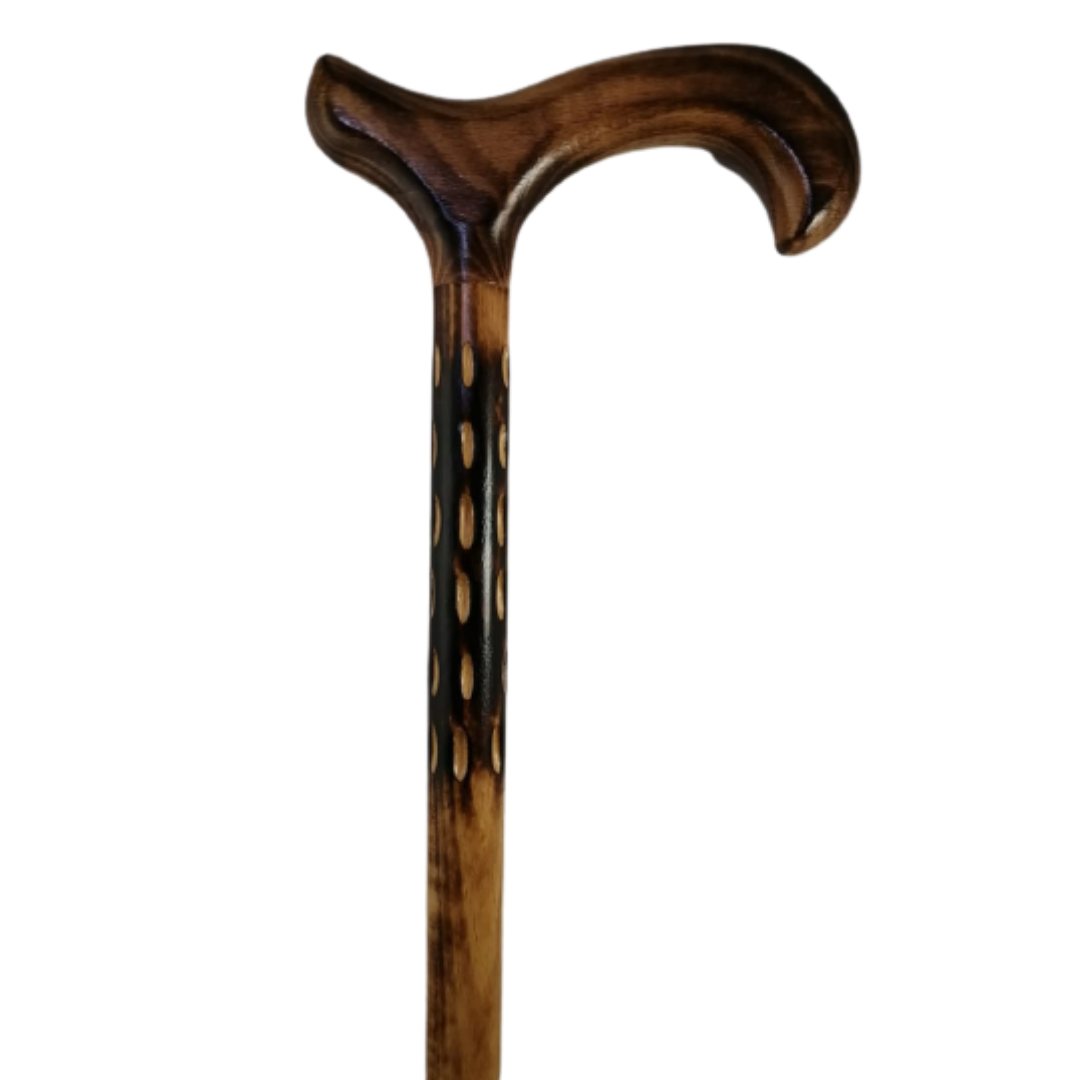 Bastón Clásico de Haya Tallado con Empuñadura Tipo Derby - Senior's Life